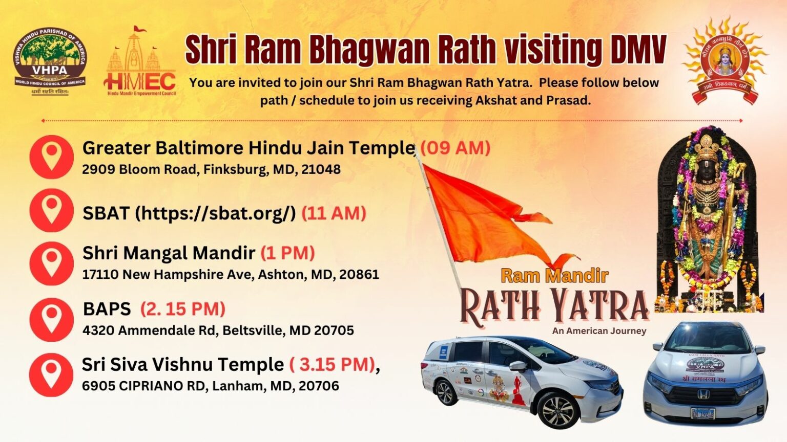 Shri Ram Bhagwan Rath visiting DMV - Vishwa Hindu Parishad of America